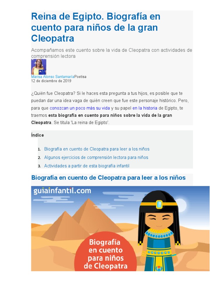 Biografía en Cuento de Cleopatra para Los Niños | PDF | Cleopatra | Mark Antony