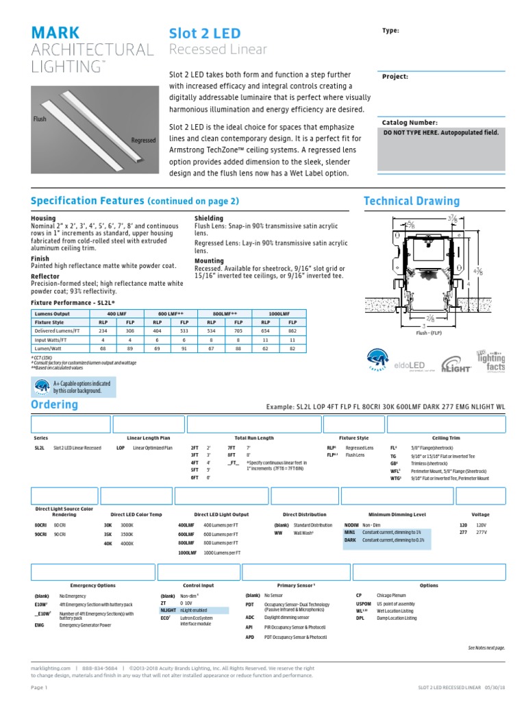 Slot 2 LED Recessed Linear PDF | PDF | Lighting | Sensor