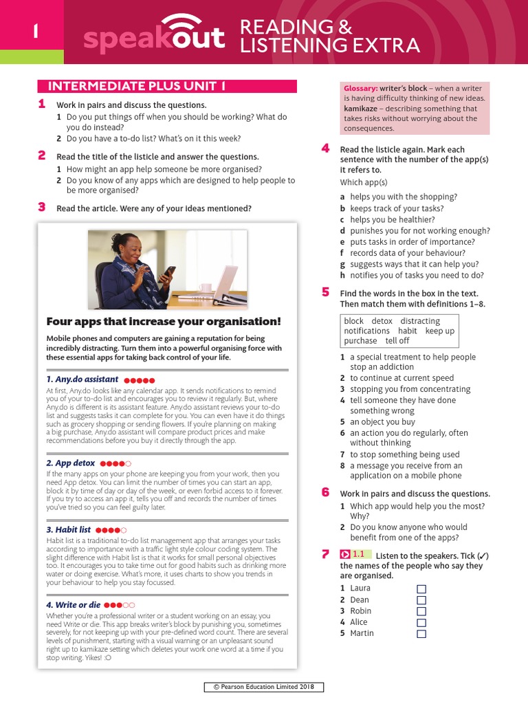 Speakout Reading and Listening Extra Intermediate Plus Unit 1 | PDF ...