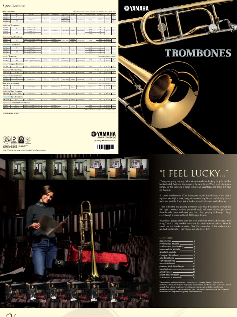 Yamaha Xeno Trombone Series Overview | PDF | Trombone | Musical Instruments