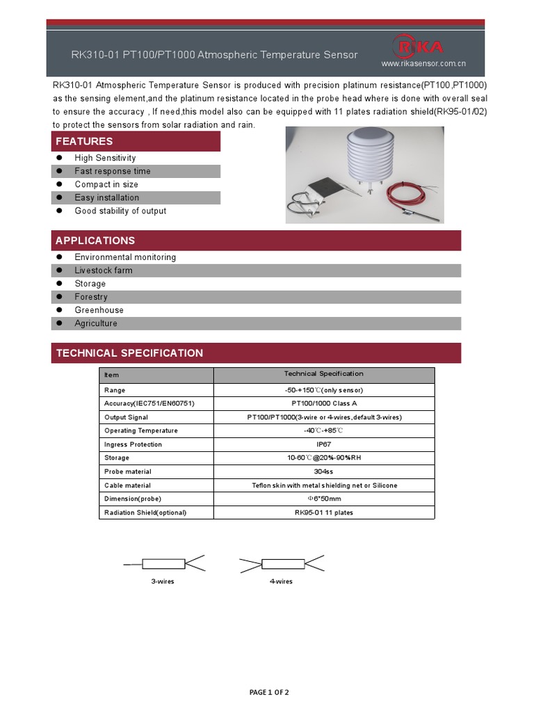 RK310-01 Atmospheric Temperature Sensor | PDF | Sensor | Electrical Engineering