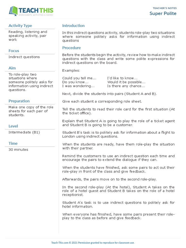 Super Polite: Activity Type | PDF | Business Class
