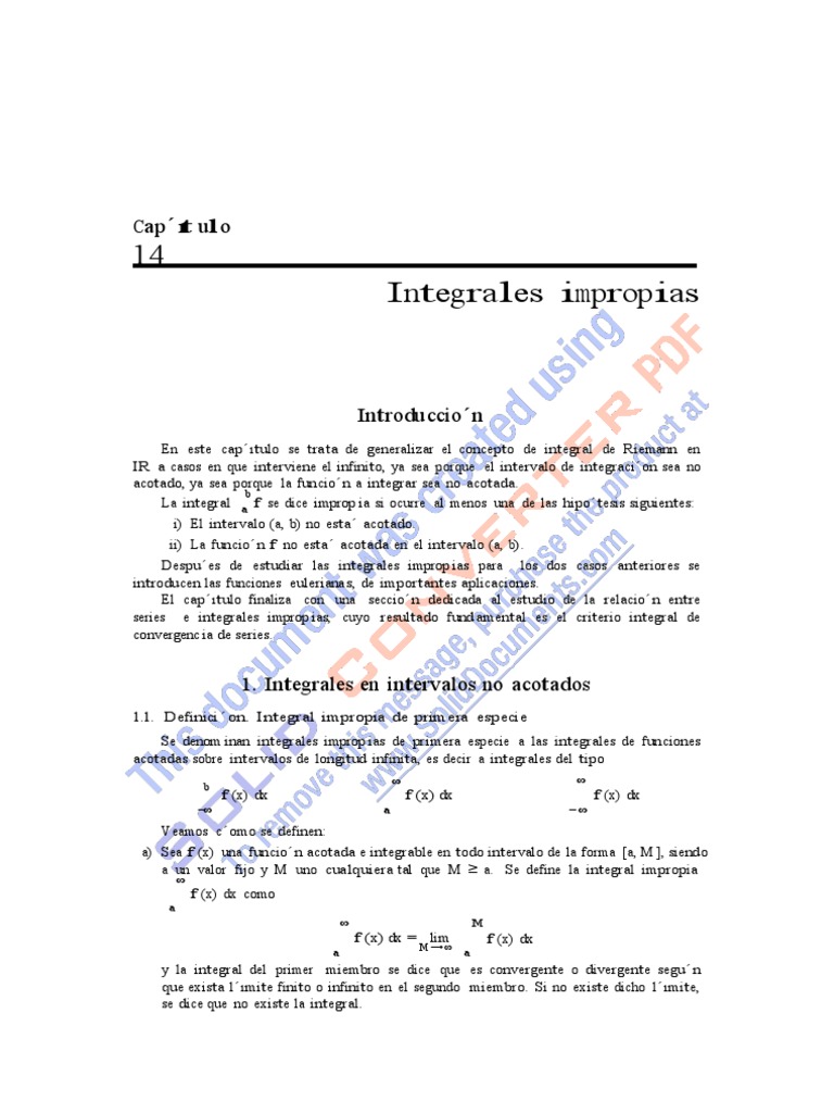 Integrales Impropias: Definición y Criterios | PDF | Integral ...