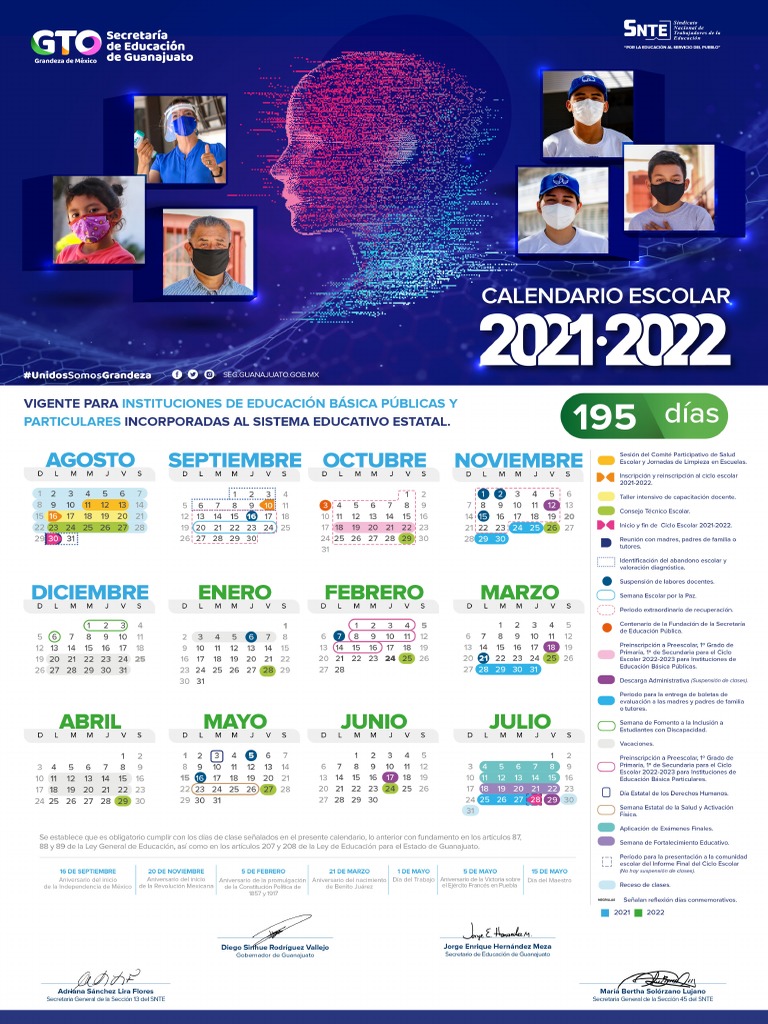 Calendario Escolar 2021-2022 Guanajuato | PDF