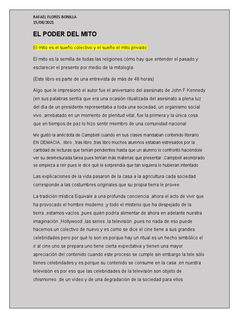 El Poder Del Mito | PDF | Esencia | Amor