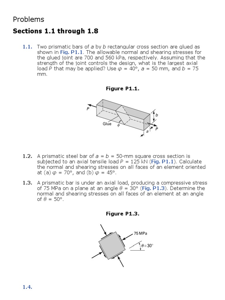 Chapter Problems (Ed 5) | PDF | Stress (Mechanics) | Young's Modulus