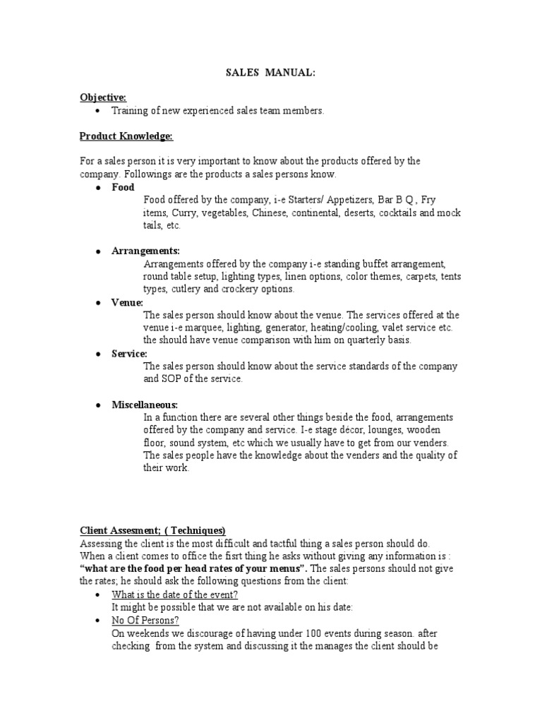 Sales Manual | PDF | Menu | Inventory