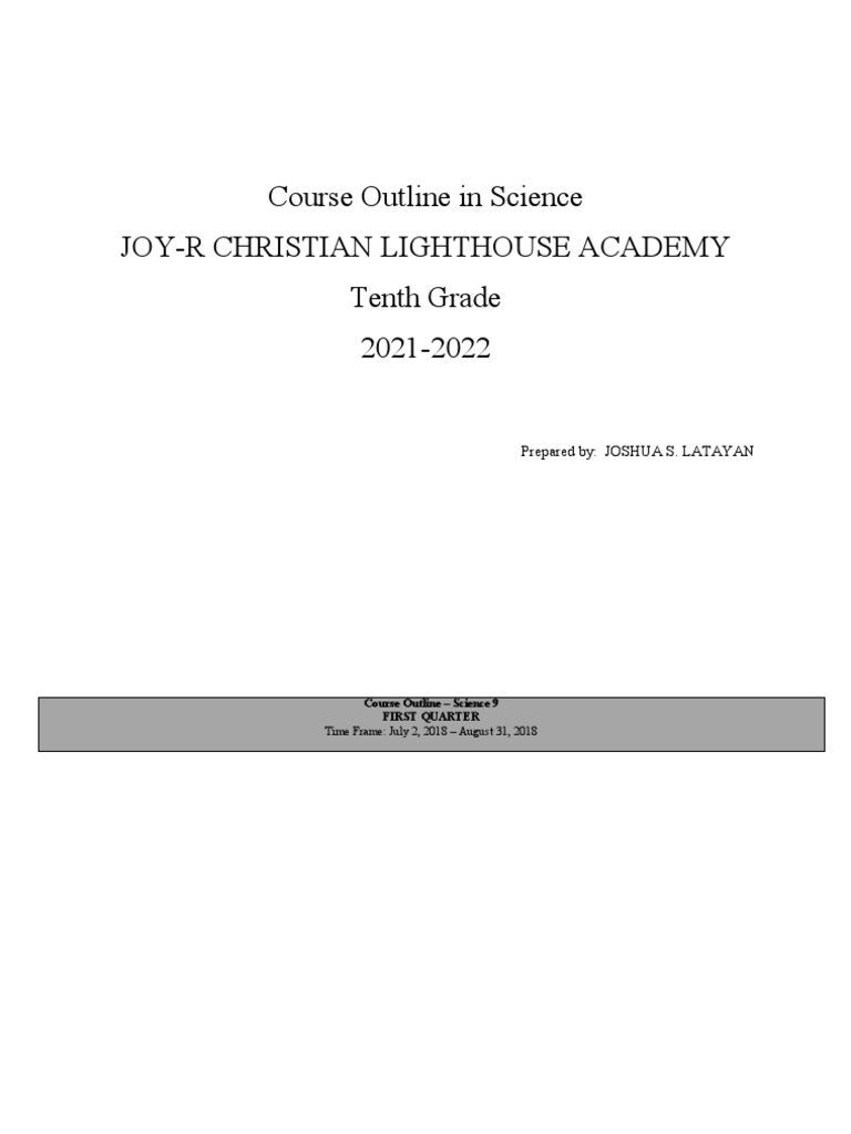 Grade 9 Science Course Outline | PDF | Chemical Compounds | Chemical Bond