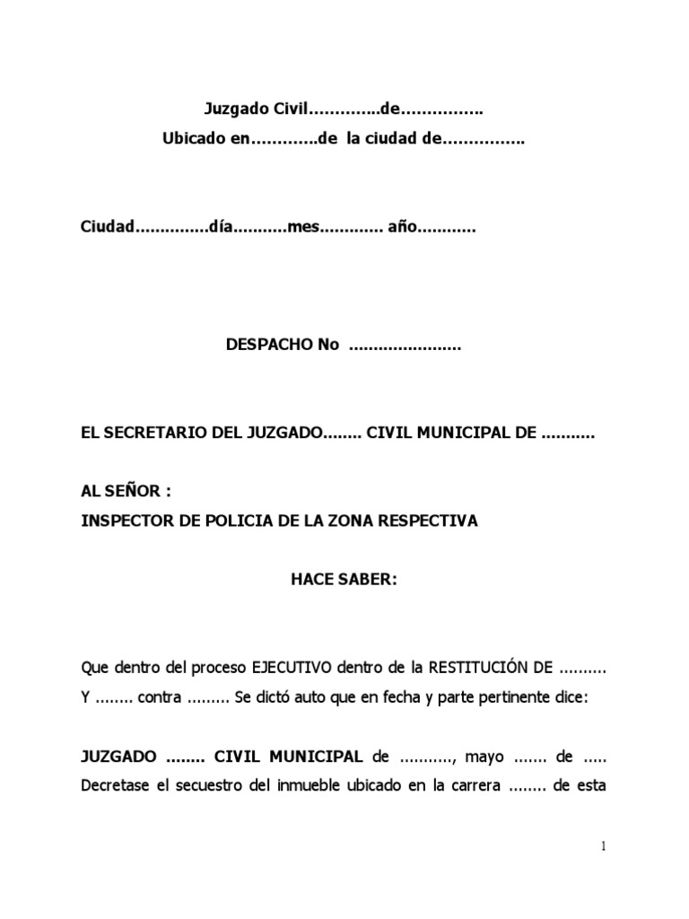 Modelo Despacho Comisorio | PDF
