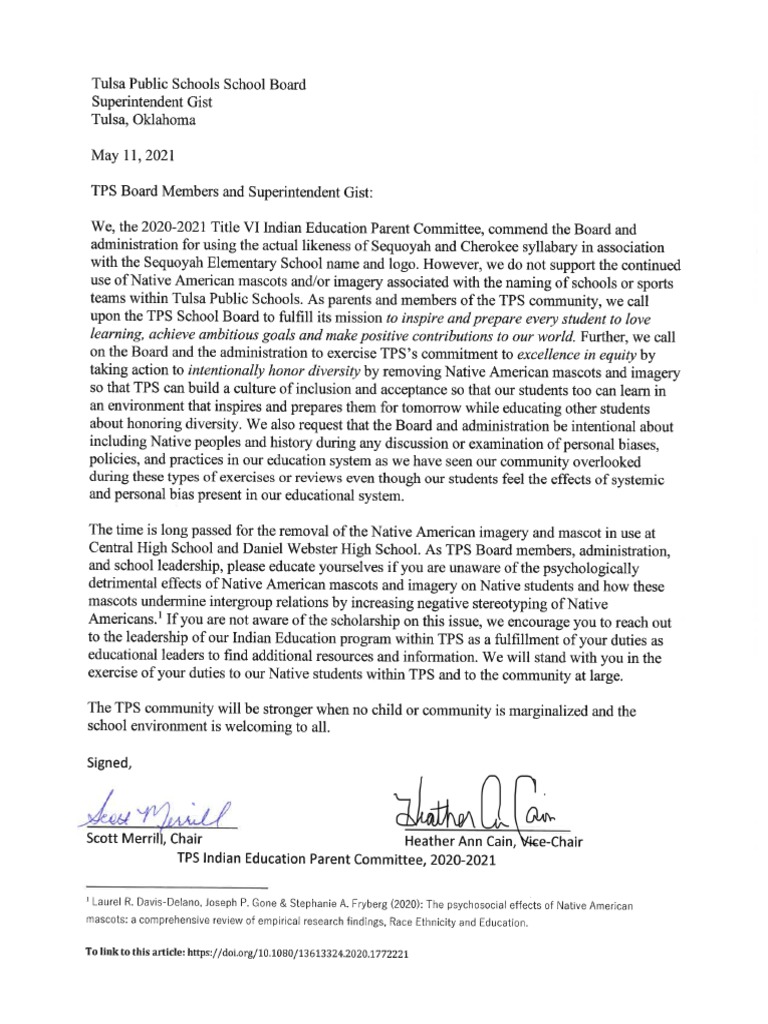 Indian Education Parent Committee Letter | PDF