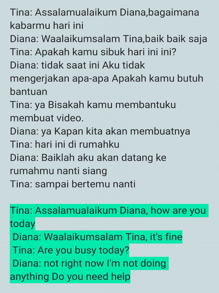 Teks Dialog Bahasa Inggris | PDF