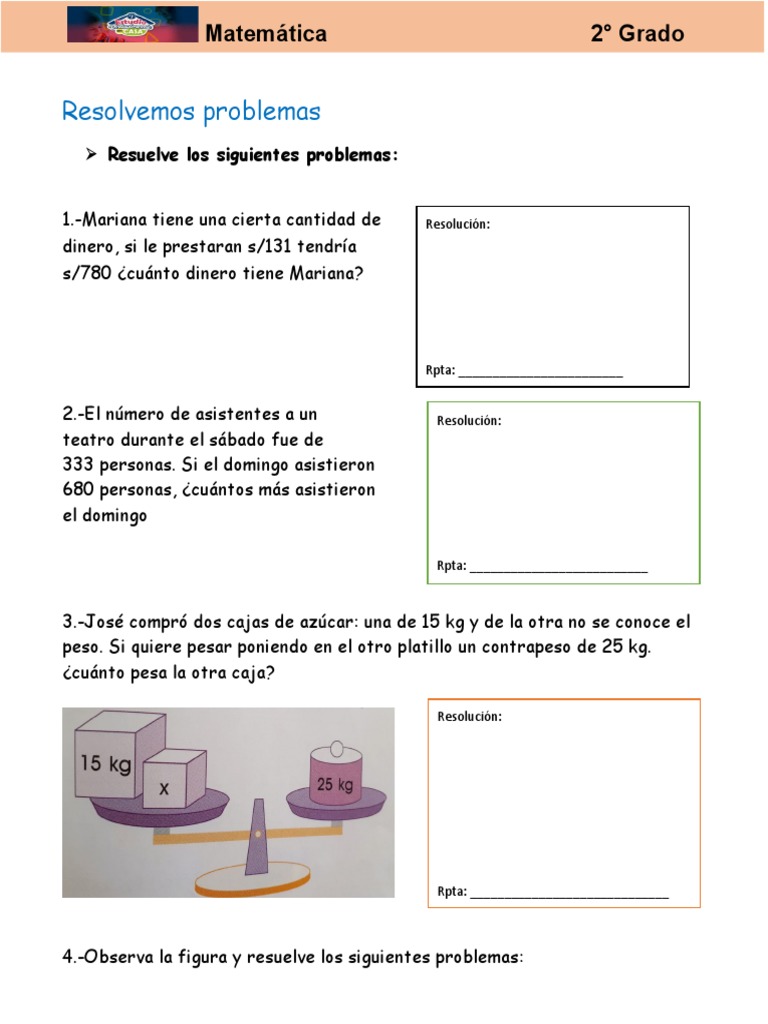 Problemas Matemáticos para 2° Grado | PDF | Matemáticas