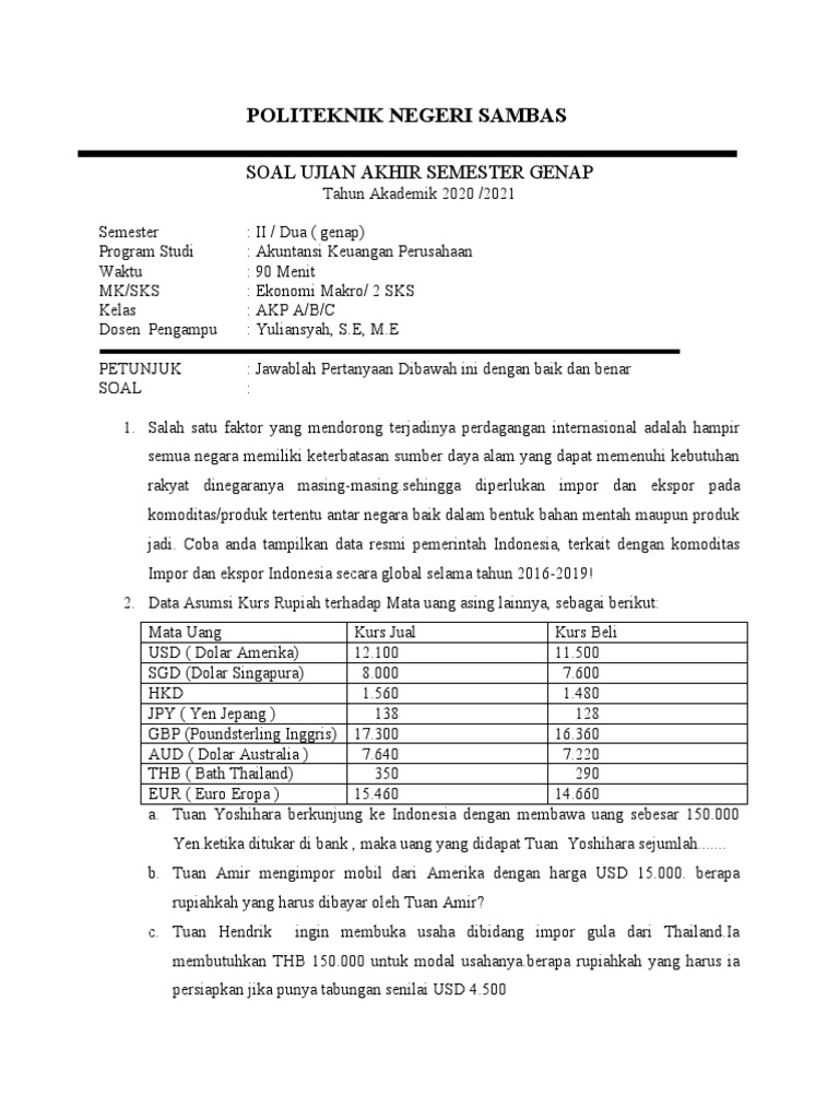 Soal UAS 2021 Makro | PDF