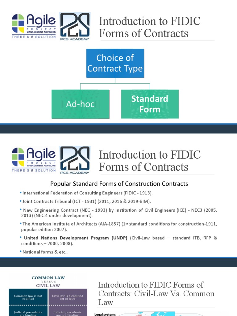 Introduction To FIDIC Forms of Contracts: Choice of Contract Type ...