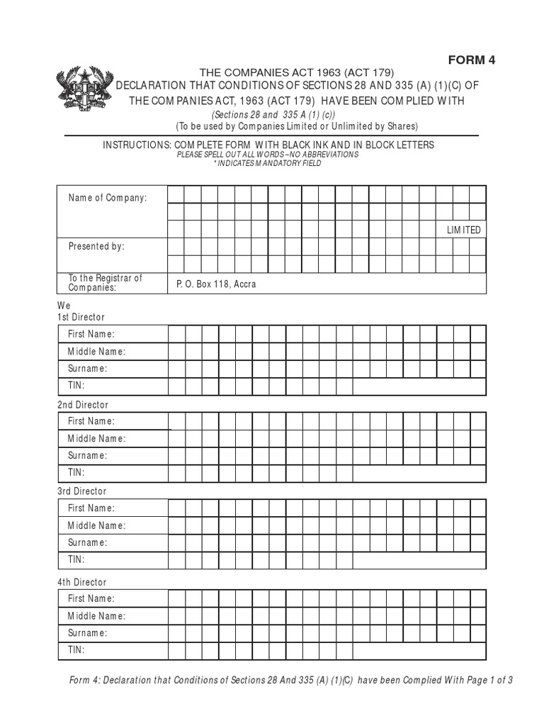 Eform 4-All Companies-Directors Declaration | PDF | Government | Common Law