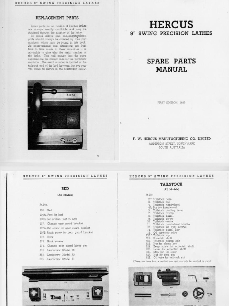 Hercus 9 Lathe Spares Pdf