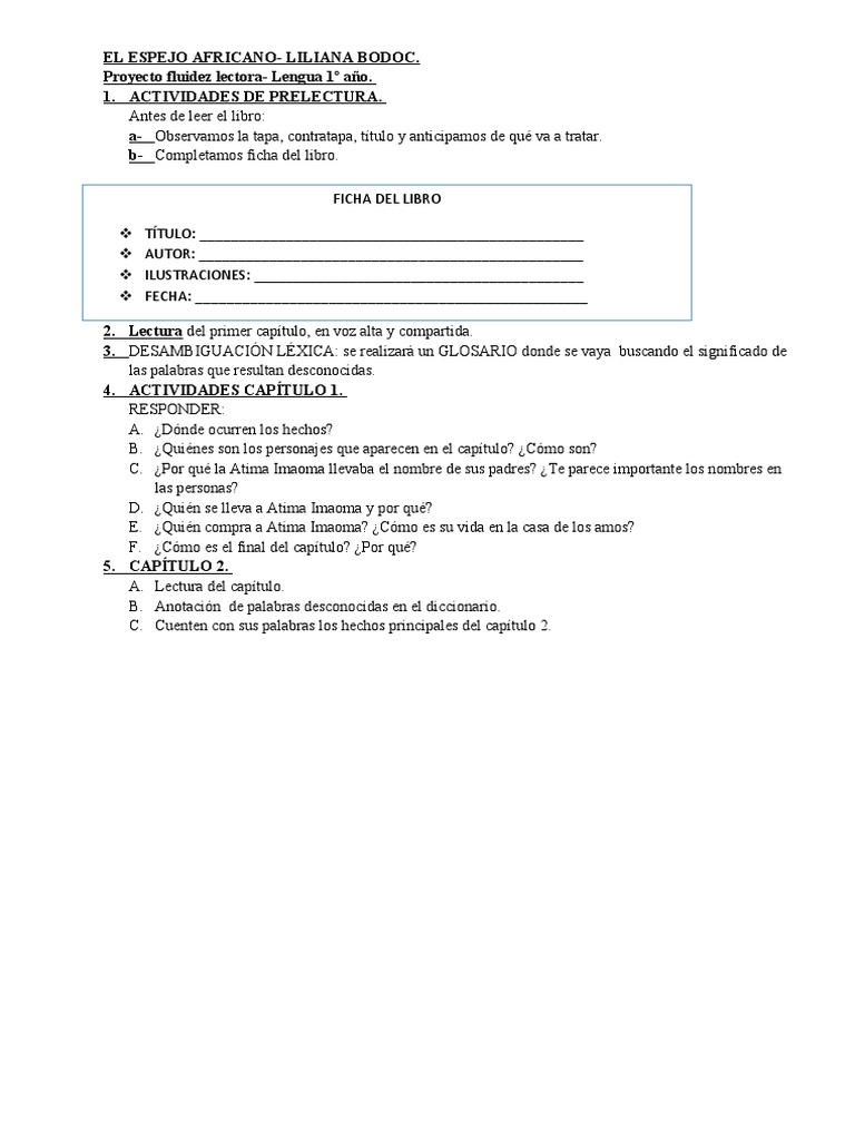 Actividades para "El Espejo Africano" | PDF | Estudios de idiomas ...