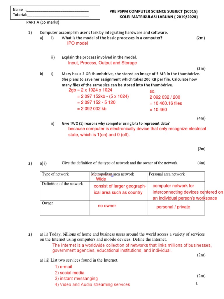 Pre PSPM Computer Science Subject (Sc015) Kolej Matrikulasi Labuan ...