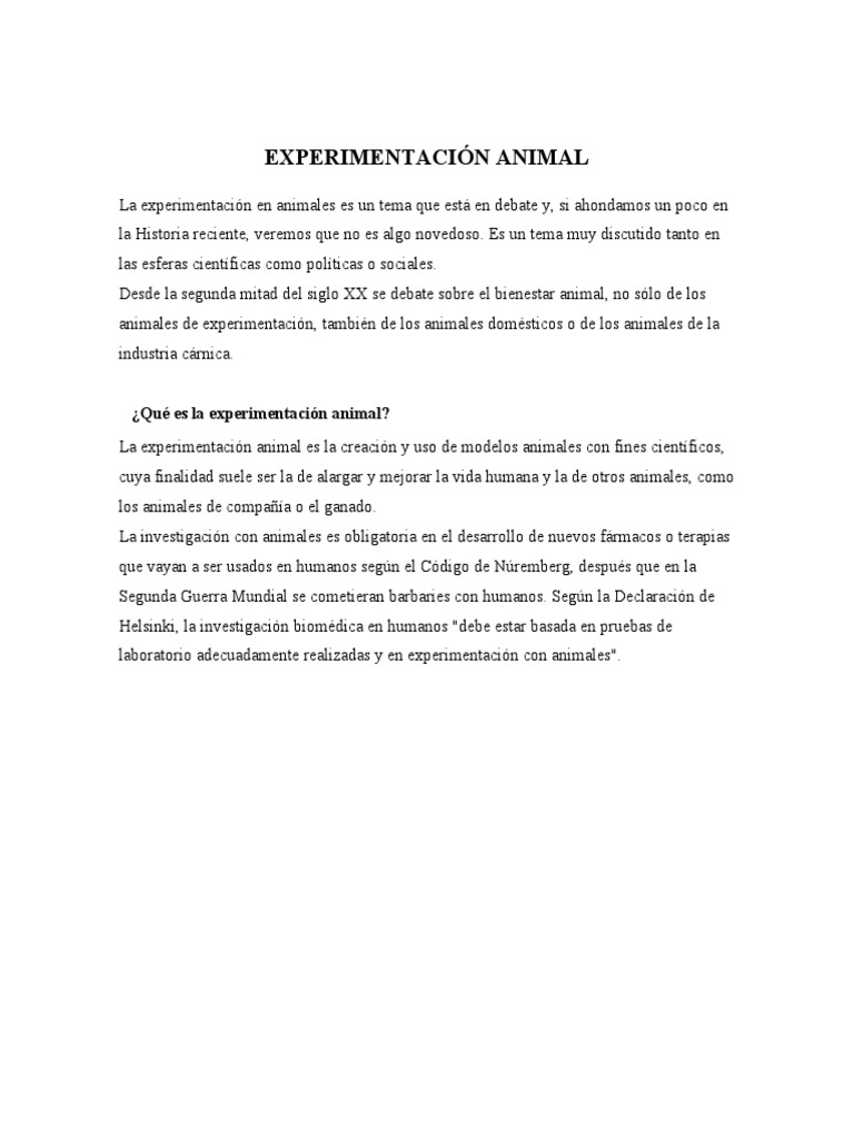 Experimentación Animal - Debate Grupo 6 | PDF | Pruebas en animales ...