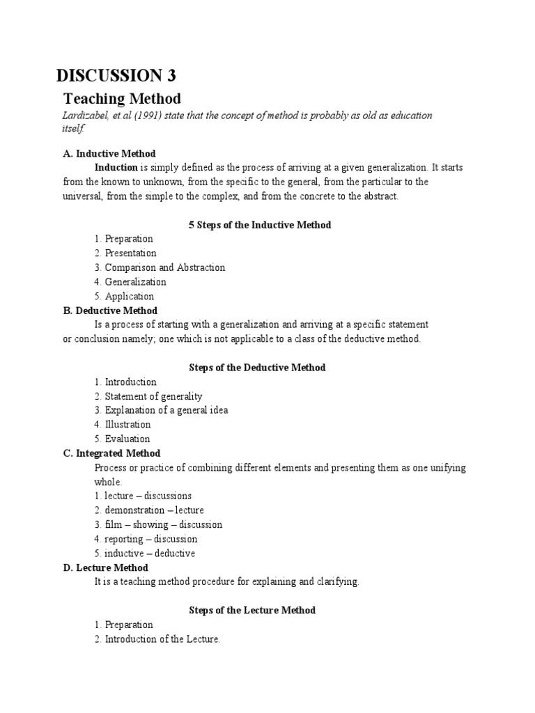 Discussion 3: Teaching Method | PDF | Teaching Method | Inductive Reasoning
