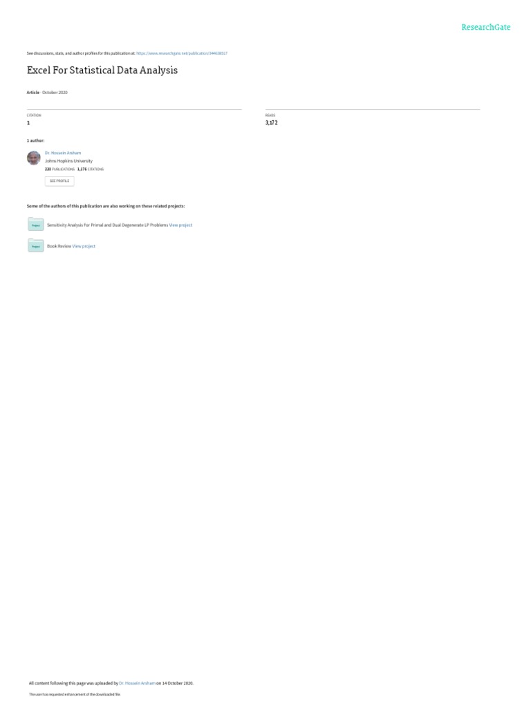 Excel For Business Statistics | PDF | Statistics | Confidence Interval