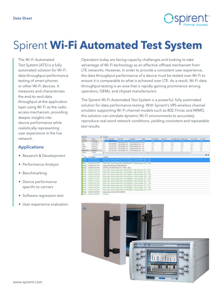 Spirent Wi-Fi Automated Test System: Applications | PDF | Wi Fi | Ieee ...