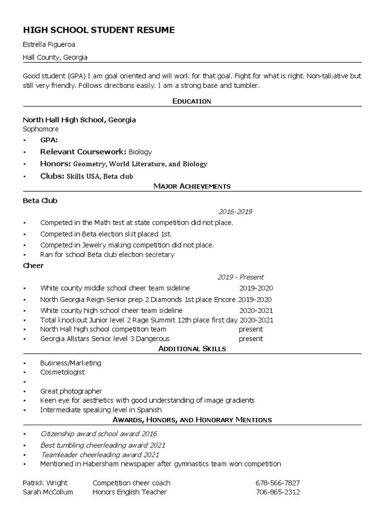 High-School-Student-Resume-Sample | PDF