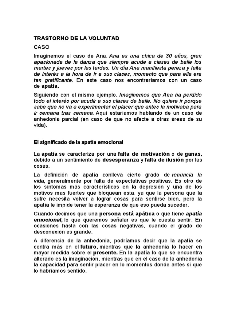 Caso Trastorno Voluntad | PDF