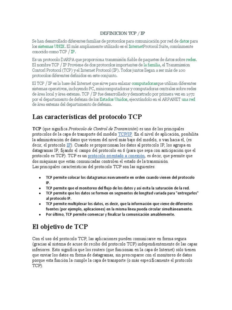 TCP Ip | PDF | Conjunto de protocolos de internet | Protocolo de Control de Transmisión