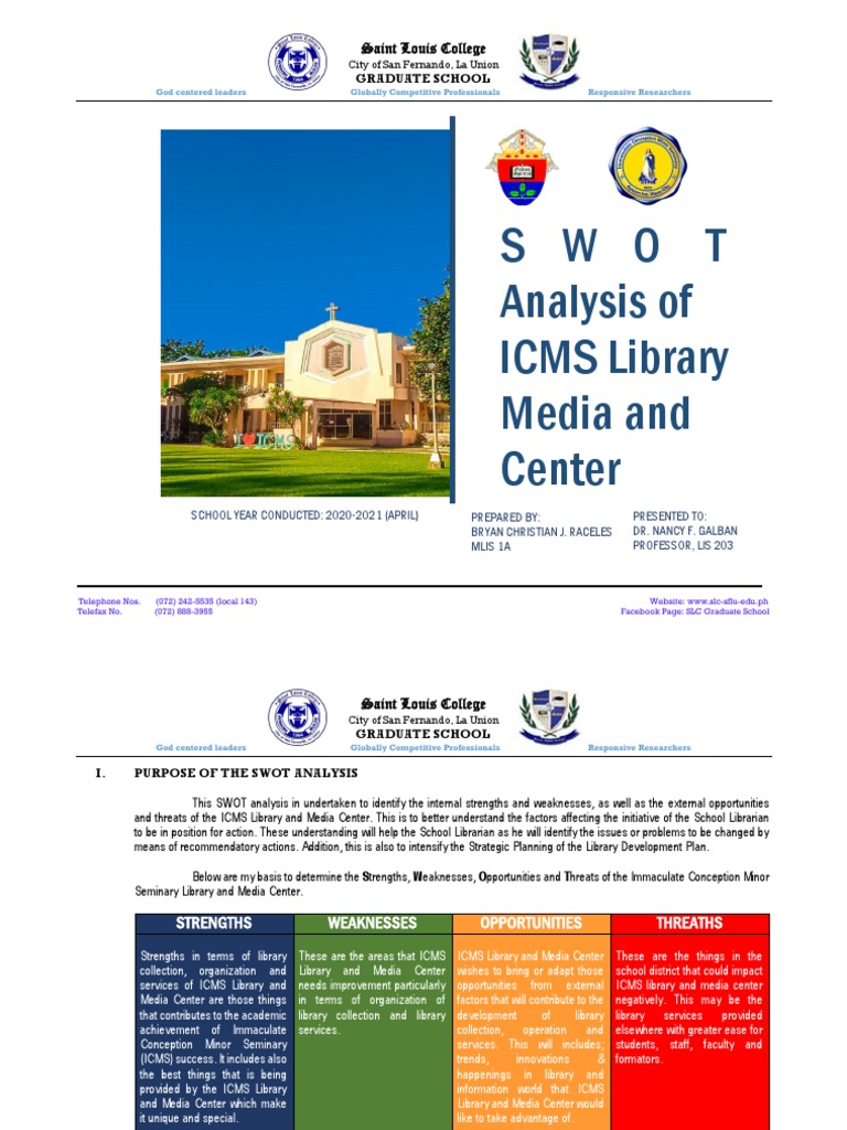Swot Analysis of Icms Library and Media Center | Download Free PDF ...