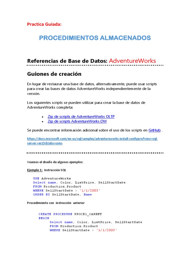 Procedimientos Almacenados SQL | PDF | SQL | Software