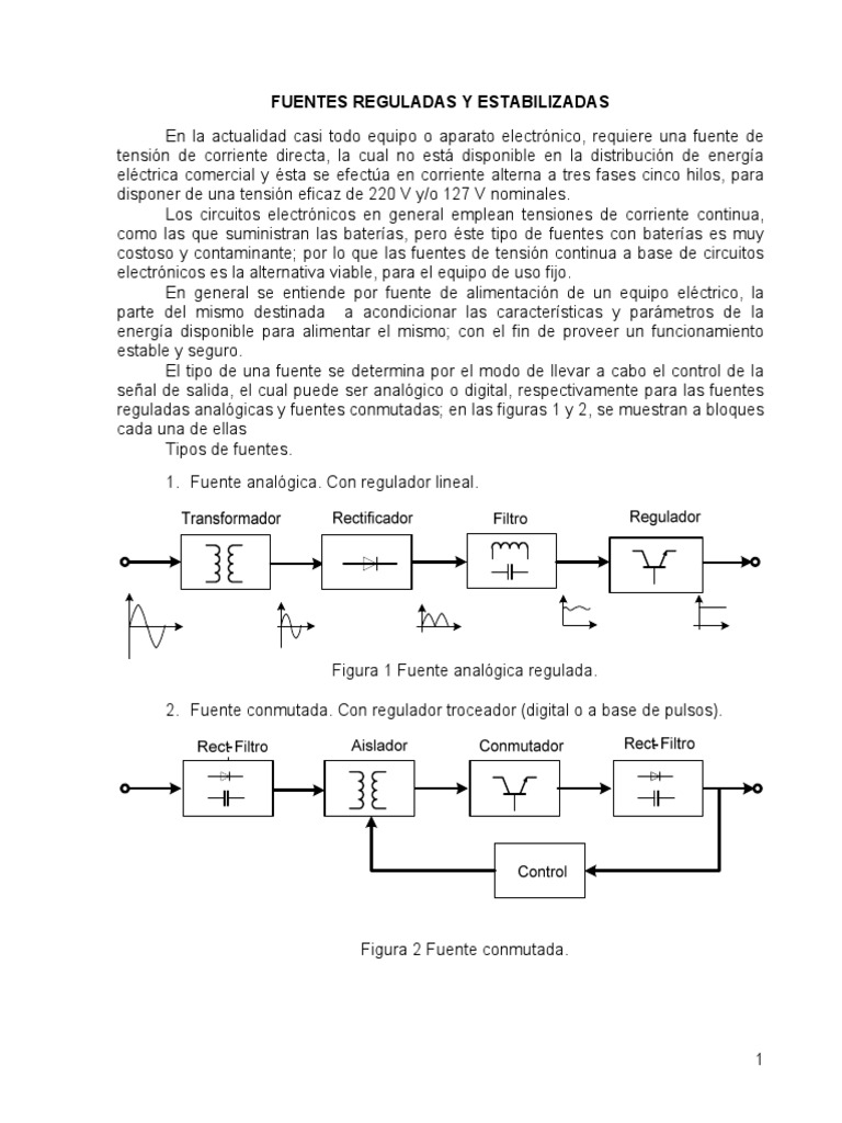 Fuentes Reguladas y Estabilizadas | PDF | Corriente eléctrica | Fuente ...