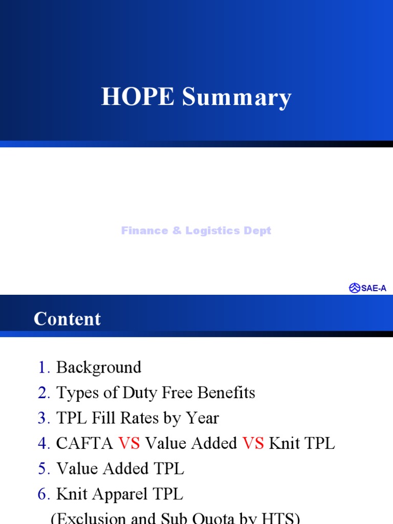 HOPE Summary: Finance & Logistics Dept | PDF | Clothing | Business