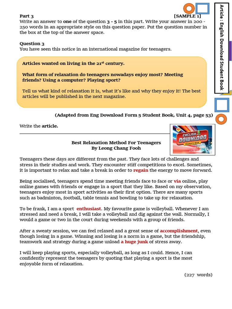 Suggested Answer For English Download Student's Textbook Article | PDF