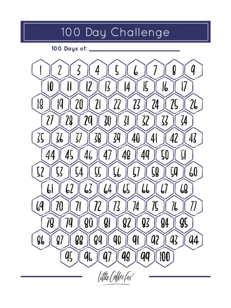 100 Day Challenge Printable | PDF