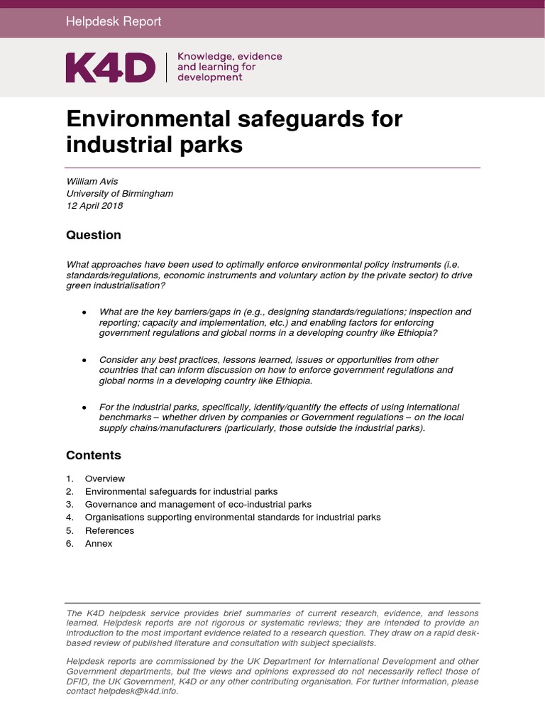 322 Environmental Safeguards For Industrial Parks | PDF | Waste ...