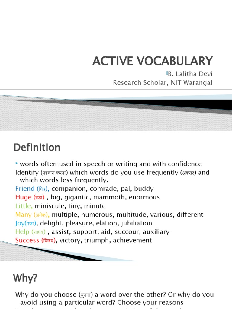 Active Vocabulary - English Support Programme | PDF | Vocabulary ...