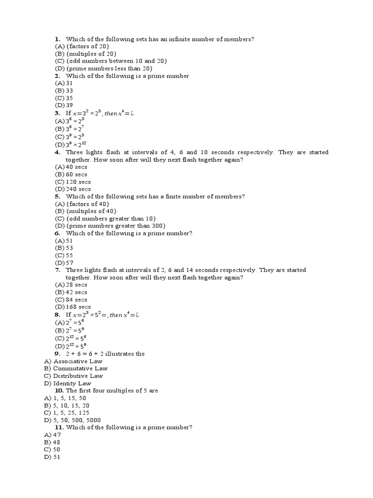 Prime Numbers and Number Theory Quiz | PDF | Numbers | Prime Number