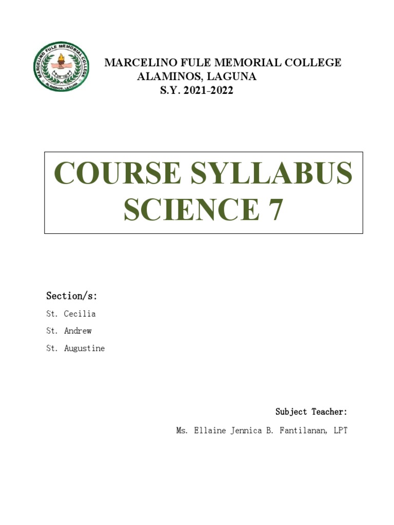 Course Syllabus: Science 7 | PDF | Meteoroid | Matter