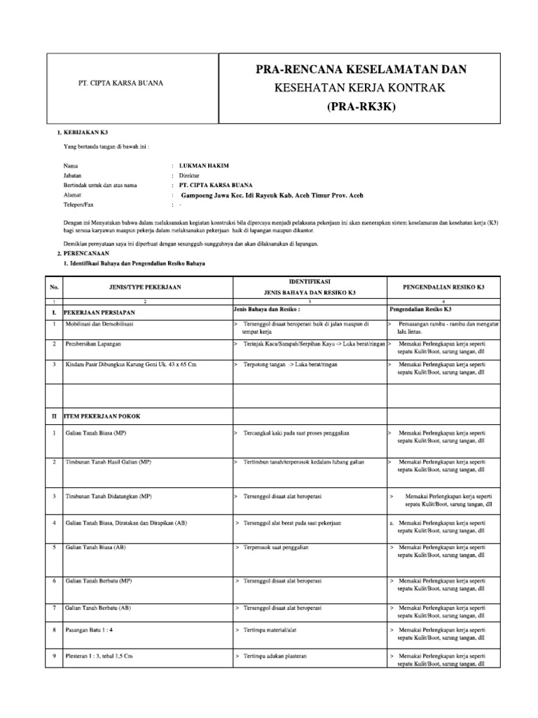 Formulir Pra RK3K | PDF