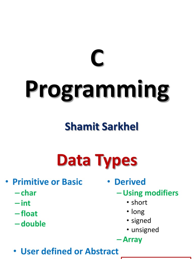 C Programming Shamit Sarkhel Pdf Control Flow Integer Computer Science