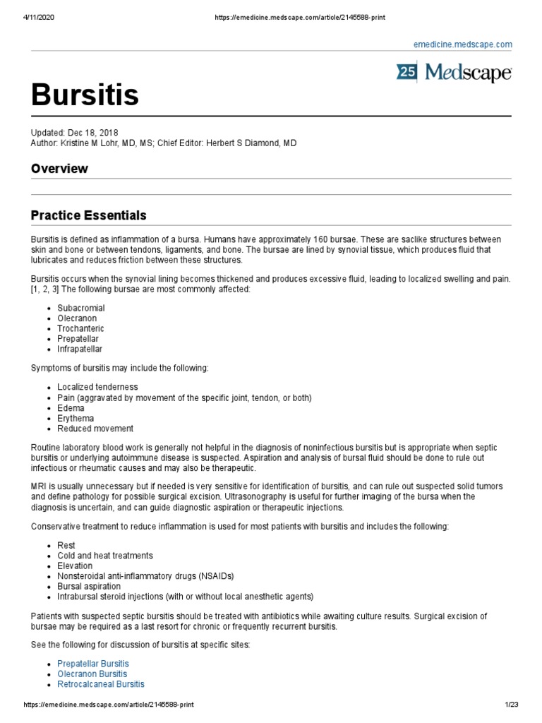 Bursitis | PDF | Knee | Elbow