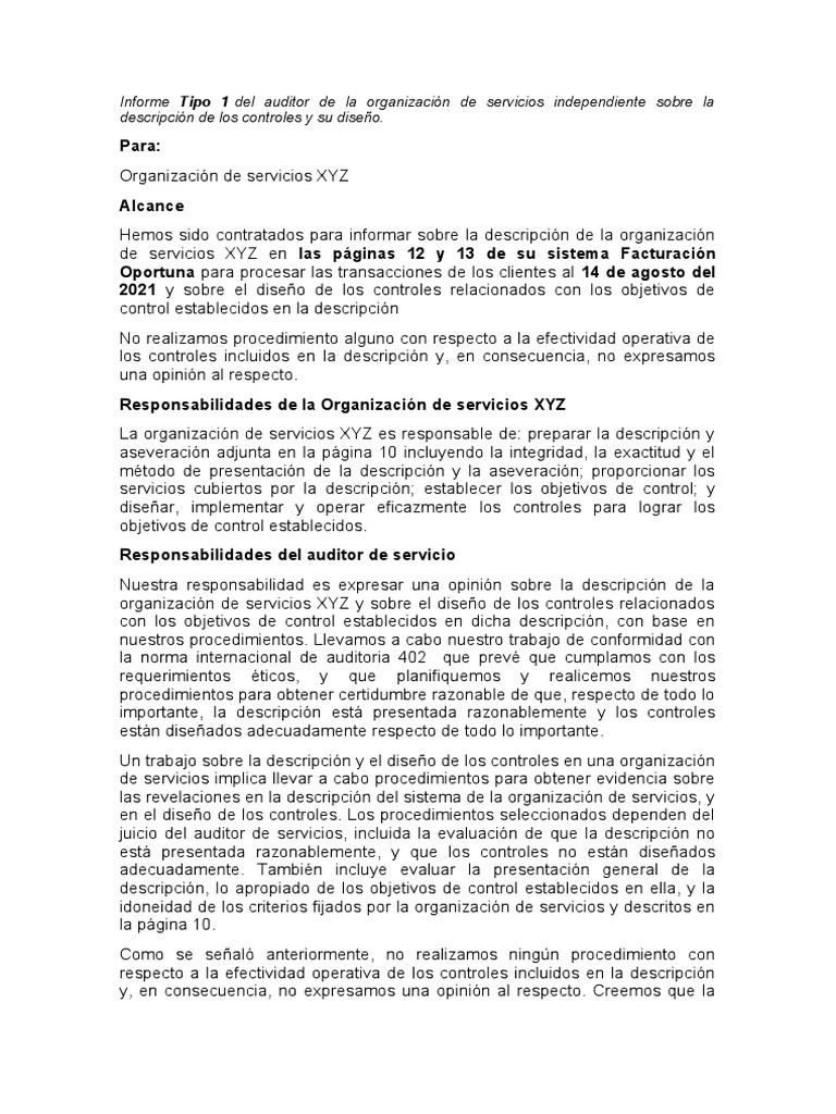 Parte Práctica NIA 402 | PDF | Auditoría | Evaluación