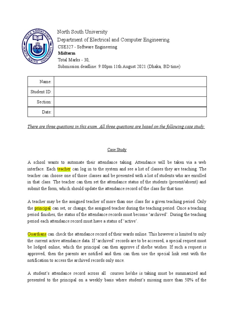 Summer 2021 Midterm Exam Pdf Use Case Unified Modeling Language
