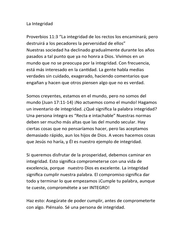 Devocional - La Integridad | PDF