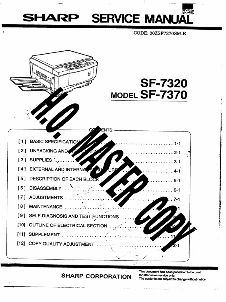 SF7320-7370 Service Manual | PDF | Photocopier | Manufactured Goods