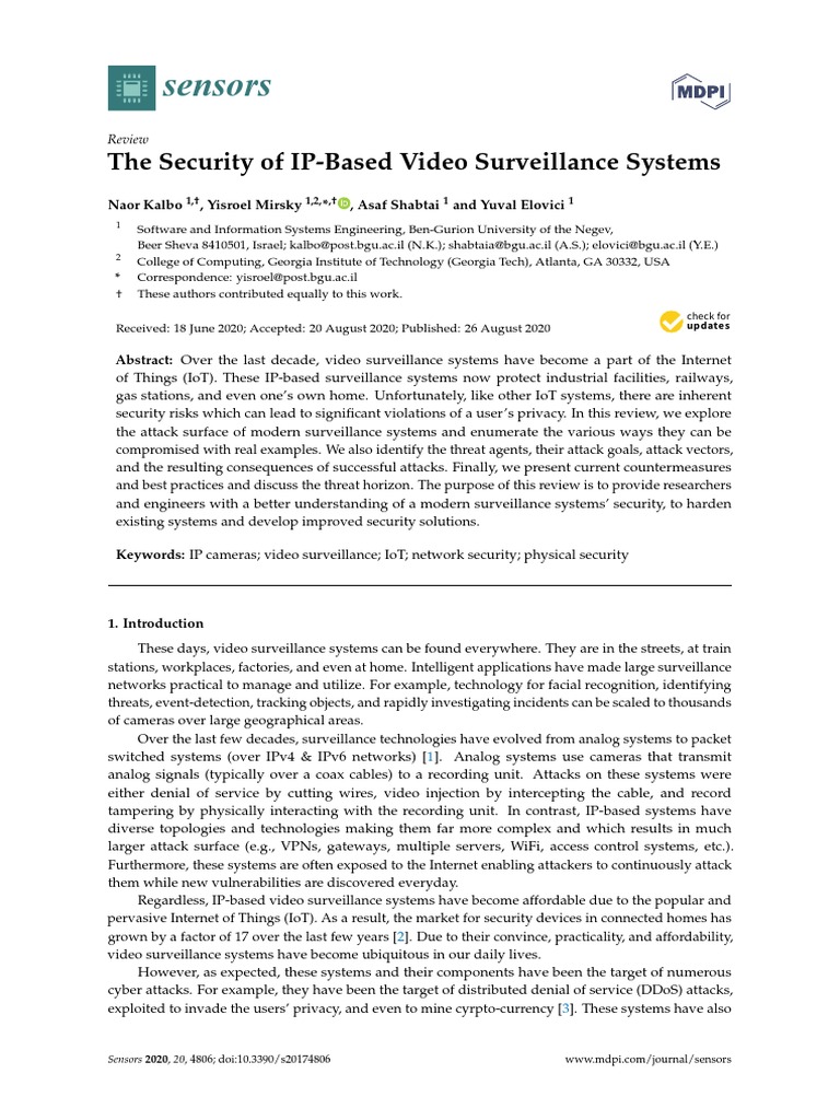 Sensors: The Security of IP-Based Video Surveillance Systems | PDF ...