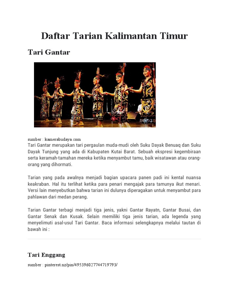 Tarian Kalimantan Timur | PDF | Seni