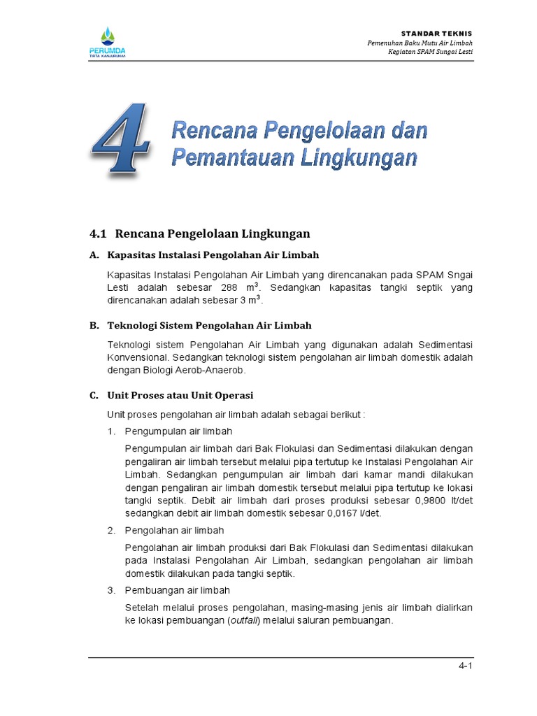 Draft Pertek Air Limbah - Bab 4 Rencana Pengelolaan Dan Pemantauan | PDF