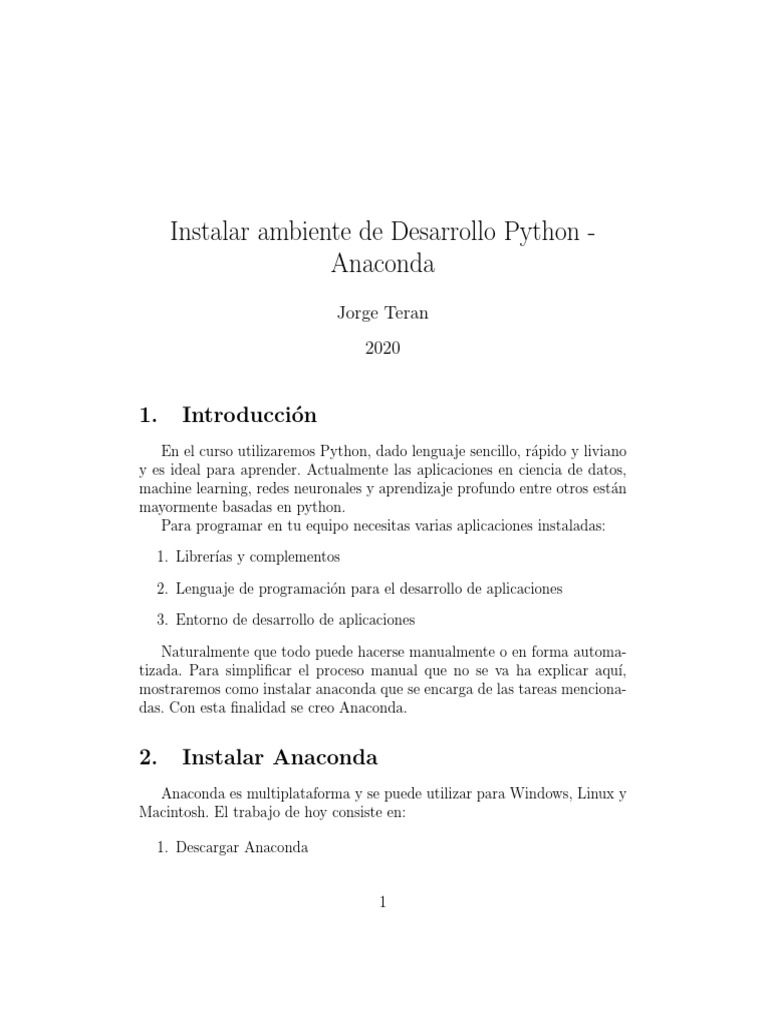 Instalación de Anaconda y configuración de entorno de desarrollo Python ...